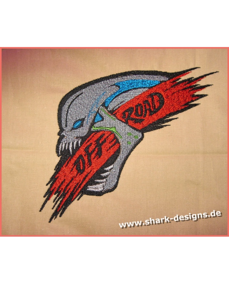 Embroidery file Offroad Skull in 9 Sizes, tempo, car, race, street